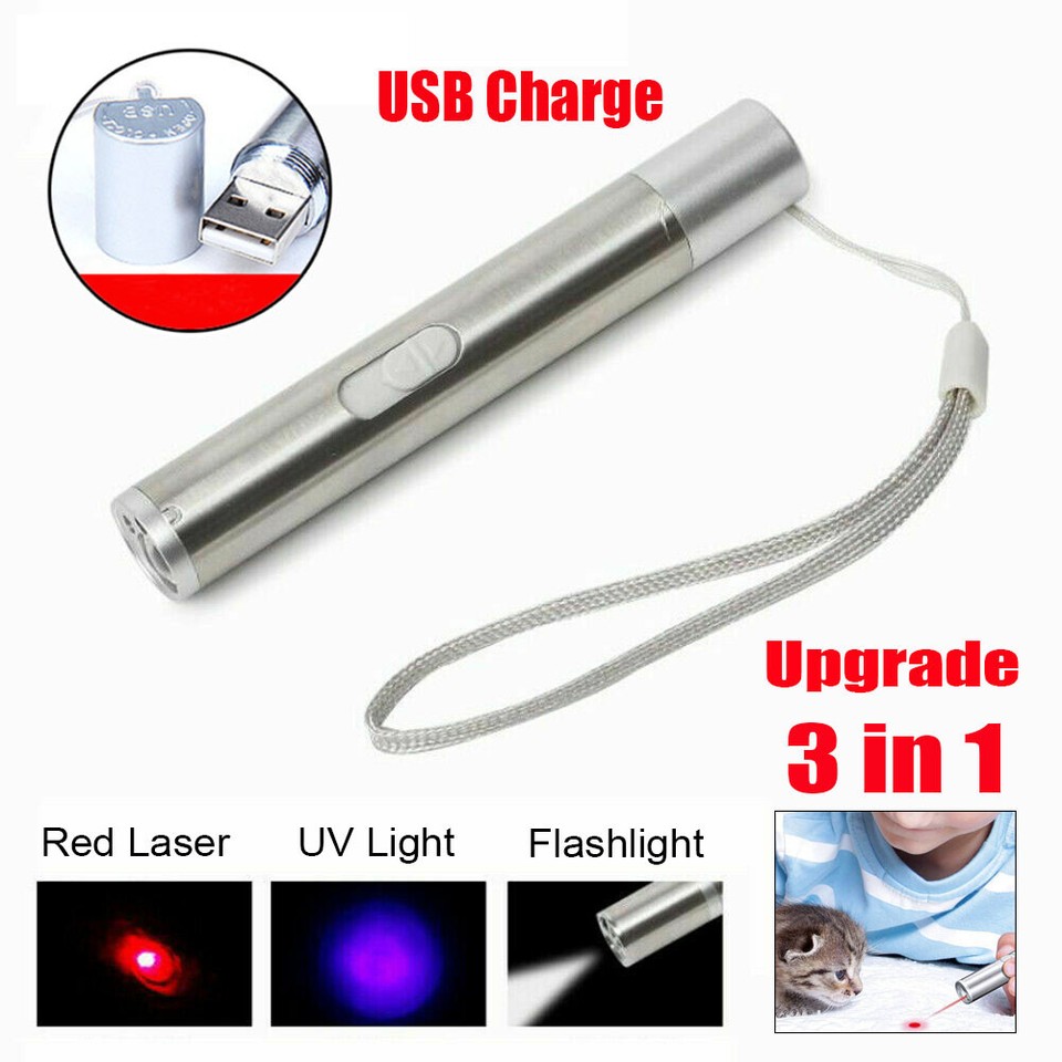2PCS USB Rechargeable Red Laser Pointer Pen Cat Dog Toys LED Flashlight ...