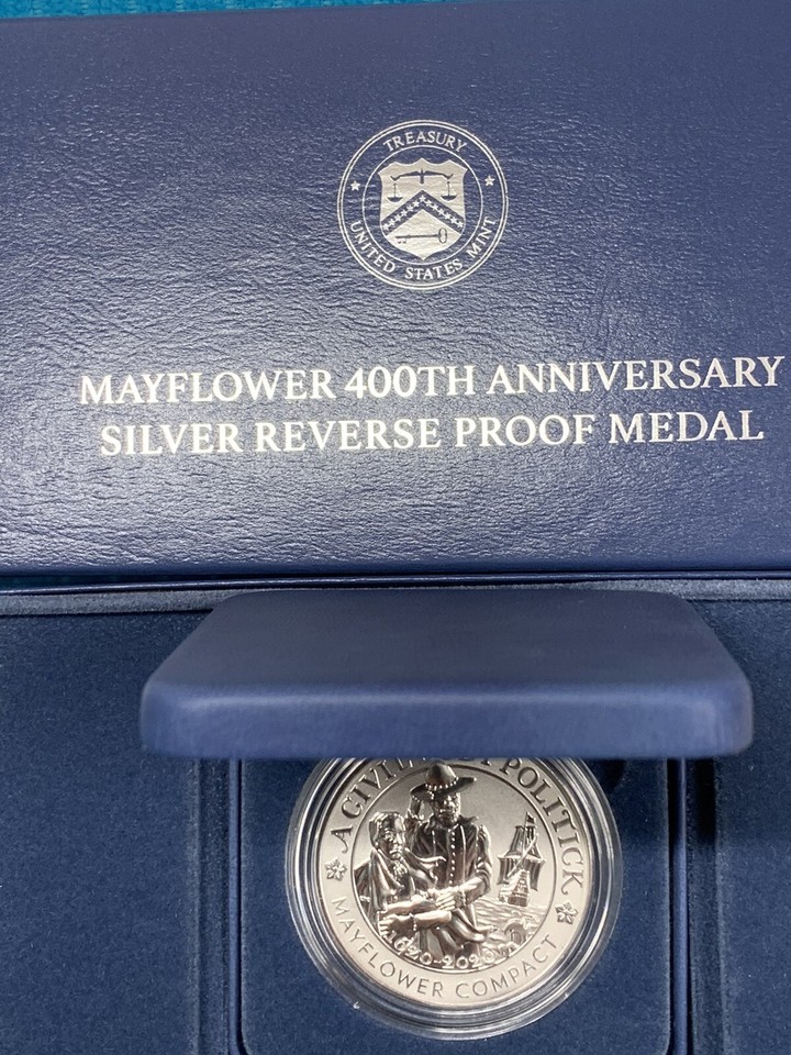 2020 MAYFLOWER 400th ANNIVERSARY SILVER “REVERSE PROOF ” US MINT MEDAL ...
