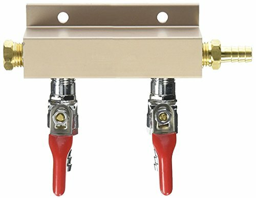 Two Way CO2 Air Distributor w/ 5/16" Barbed Inlet / Outlet & Shut Off ...