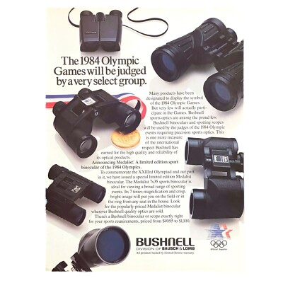 Bushnell Binoculars Print Ad 1984 Los Angeles Olympics 8x10.75" Bausch ...