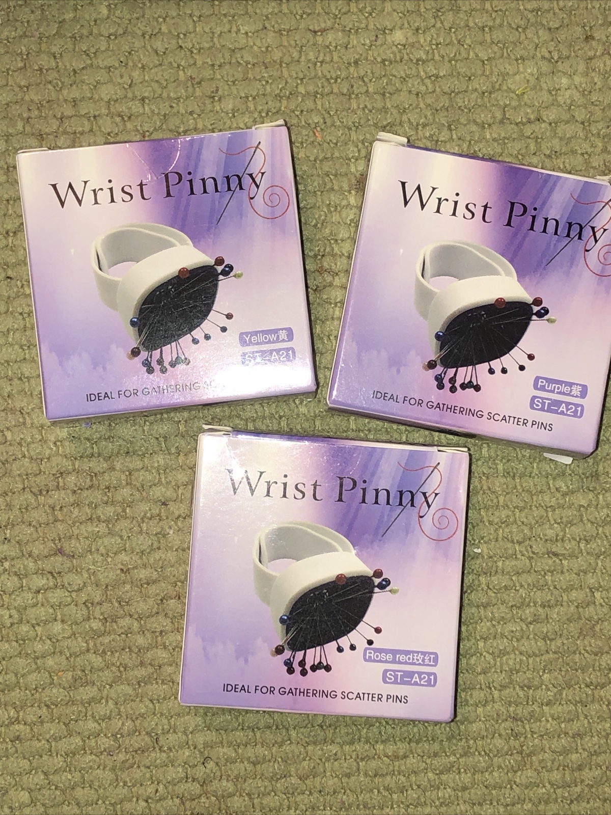 3 Pack Magnetic Wrist Pin Cushion for Sewing Pins, Strong Magnet Sewing ...