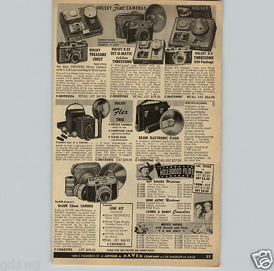 1955 PAPER AD Bosley Camera B-22 Set O Matic EXA Edinex Stereo Cameras ...