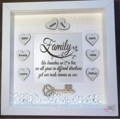 Personalised Family Tree ,3D Box Frame,Birthday Gift,Keepsake 27cm X ...