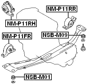 NM-P11RR Febest REAR ENGINE MOUNT 11320-2F320, 11320-2F020, 11320-2F220 ...
