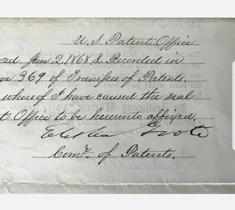 PRESIDENT JOHNSON COMMISSIONER PATENTS INVENTOR JUDGE FOOTE DOCUMENT ...