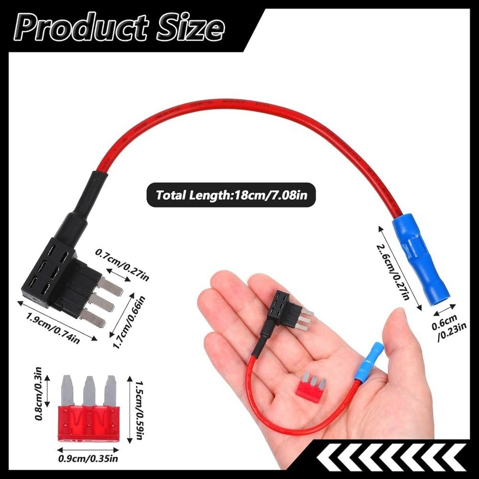 2 Pack Universal Micro 3 Add-a-Circuit Fuse Tap Adapter 12V Blade Fuse ...