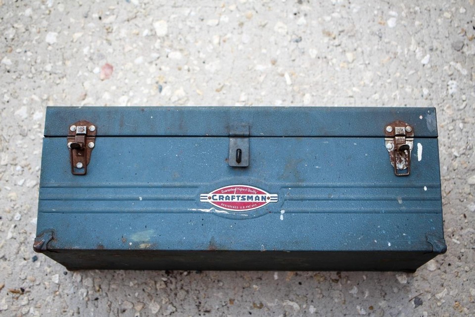 1950's Craftsman 6500 Mechanic W/ TRAY XL FISHING Tool Box Case Chest ...