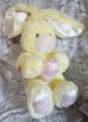 Vintage Sterling PLUSH Easter Bunny Rabbit SITTING 15" TALL YELLOW ...
