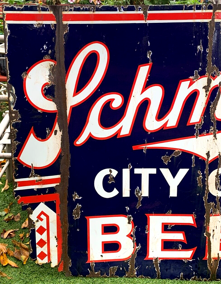 Vintage 2 Sided Large Early Schmidt City Club Beer Porcelain Sign 36x48 ...