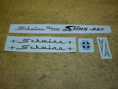 Schwinn Approved De Luxe Stingray Bicycle Complete Black Decal Set | eBay