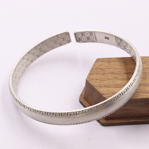Solid 999 Fine Silver Open Bangle 9mm Vintage Cuff Fit Wrist Width 2.36 ...