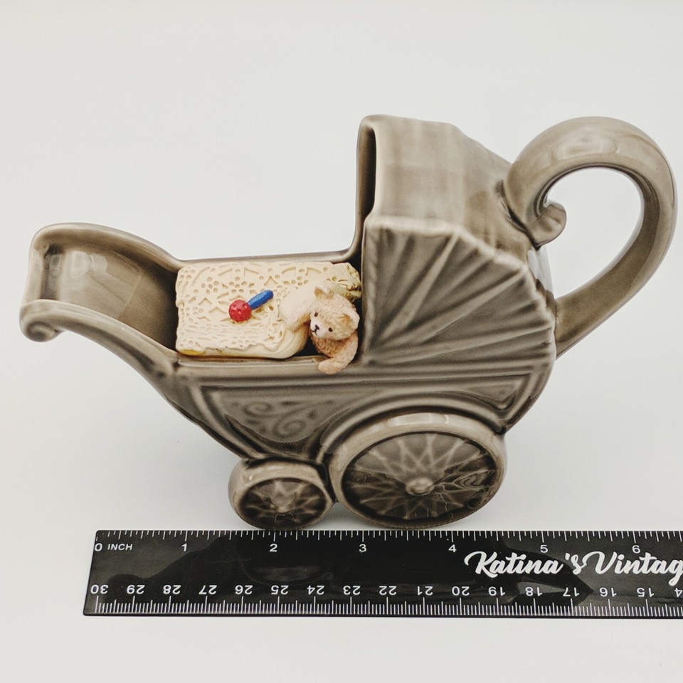 Vtg Park Rose Bridlington Pitcher Creamer Baby Buggy Pram Teddy Bear ...