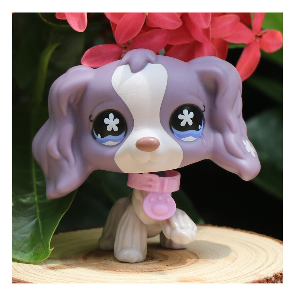 Pet Shop LPS Cocker Spaniel 1209 Purple Dog Blue Flower Eyes with ...