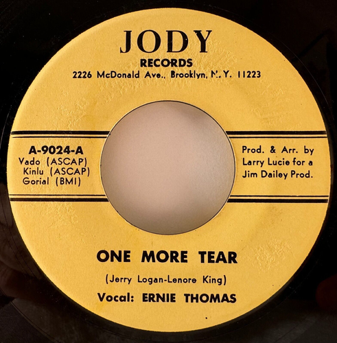 Soul 45 ERNIE THOMAS - One More Tear b/w Love Me Once Again JODY 9024 ...