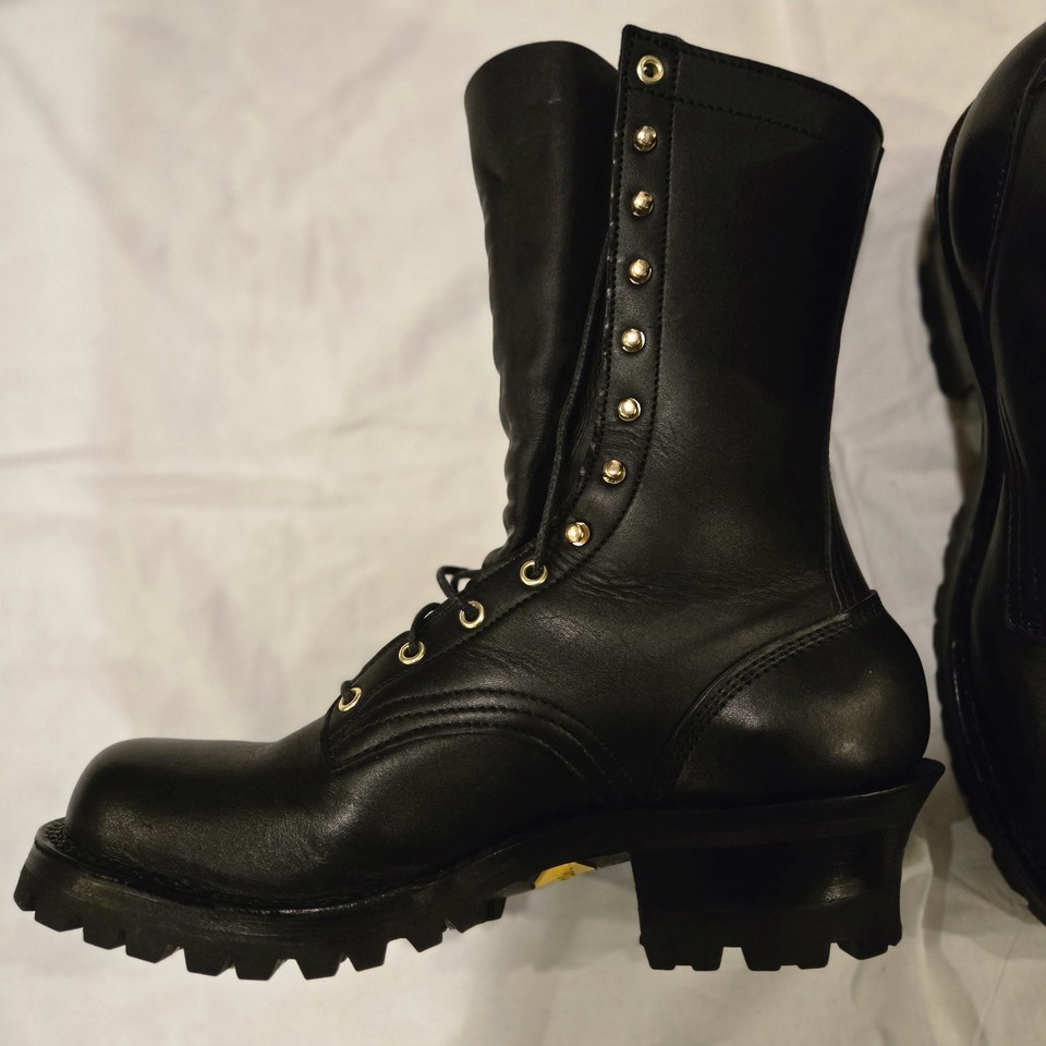 Franks Boots Patriot Black Smooth Leather Size 10.5 Men Lace Up Made In ...