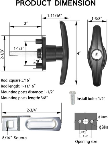Truck Cap Camper Shell T-Handle Lock Latch Replacement Parts, Bed Black ...