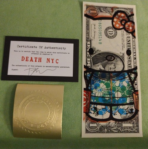 Death NYC ltd ed signed art Currency Money DOLLAR Bill $1 bank note ...