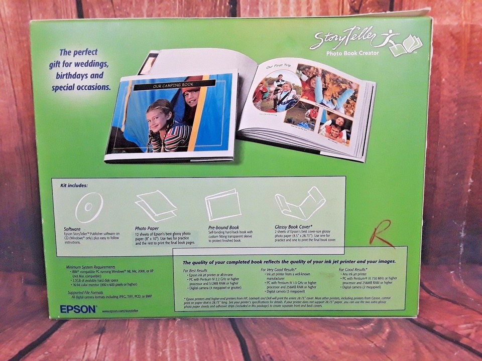 Epson StoryTeller PHOTO BOOK Creator Kit, 8"x 10" Books Scrapbook -NEW ...