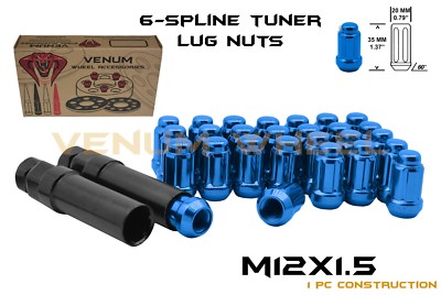 M12x1.5 Blue Spline Lug Nut Kit With 2 Keys fits Kia Vehicles Optima ...