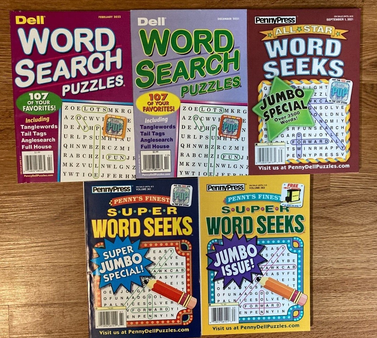 Lot of 5 Dell Penny Press Word Seek Puzzle Books Favorite All Star ...