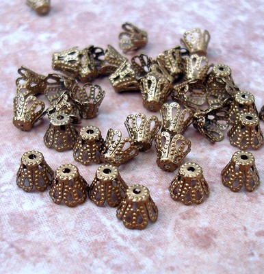 50pcs -Antique Bronze Bead Caps 7x10mm. | eBay
