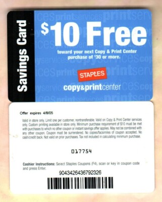 STAPLES Savings Card ( 2005 ) Rewards / Loyalty Card ( $0 - NO VALUE ...