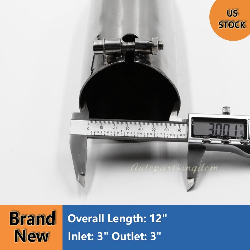Pair For 3" Inlet 3" Outlet 12" OL Stainless Steel Turn Down Exhaust ...