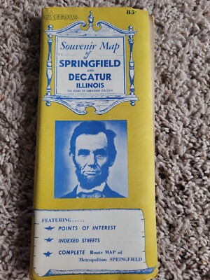 Arrow Souvenir Map Of Springfield And Decatur Illinois The Home Of ...