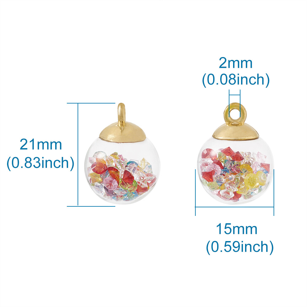 100pcs Colorful Glass Ball Pendants Rhinestone Smooth Mini Charms Craft ...