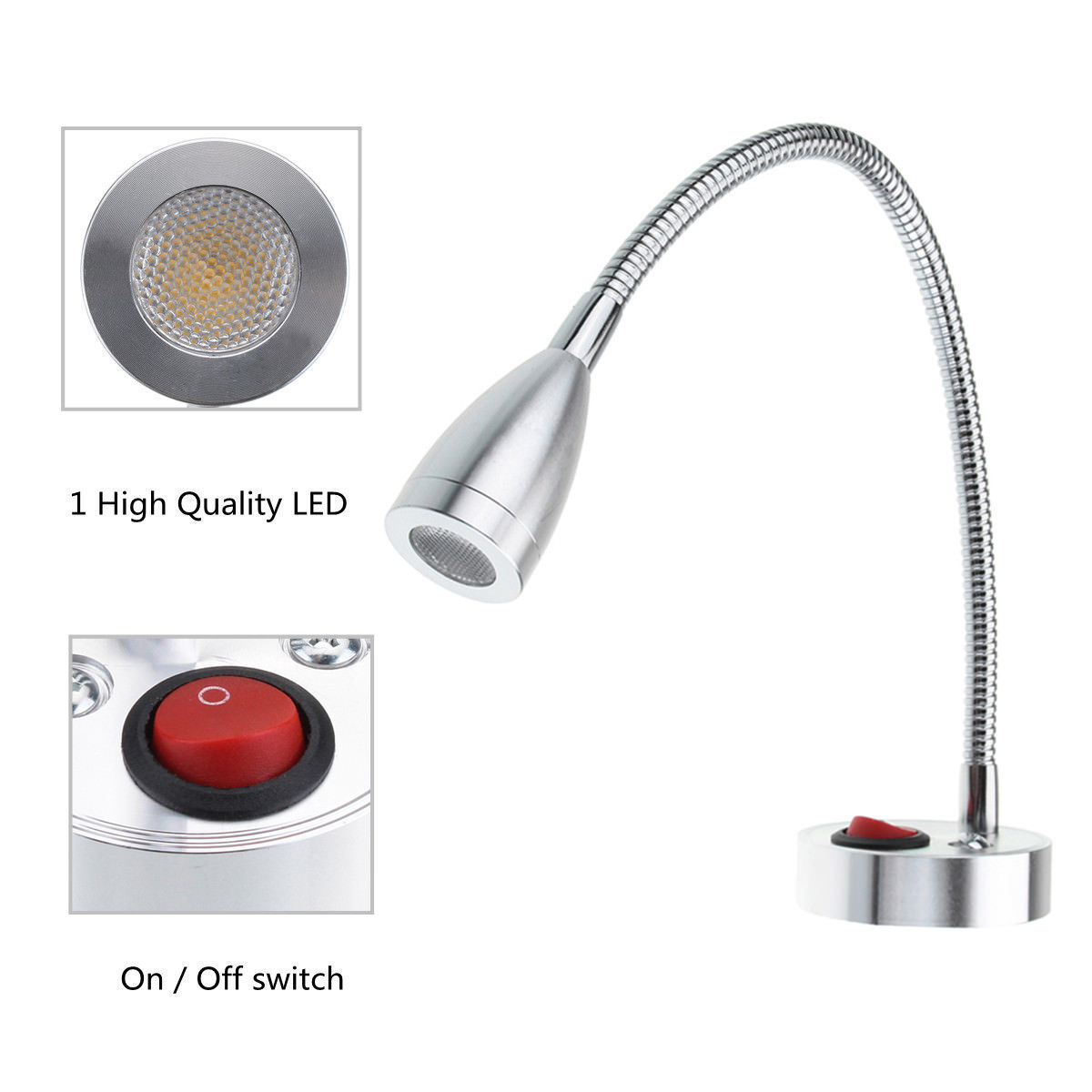 2x 12V LED Spot Reading Light Switch Camper Van Caravan For Boat ...