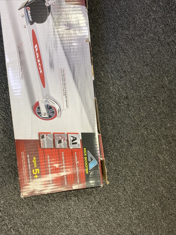 Razor Authentic A Kick Scooter Red Chrome Adjustable Handles Folds To ...