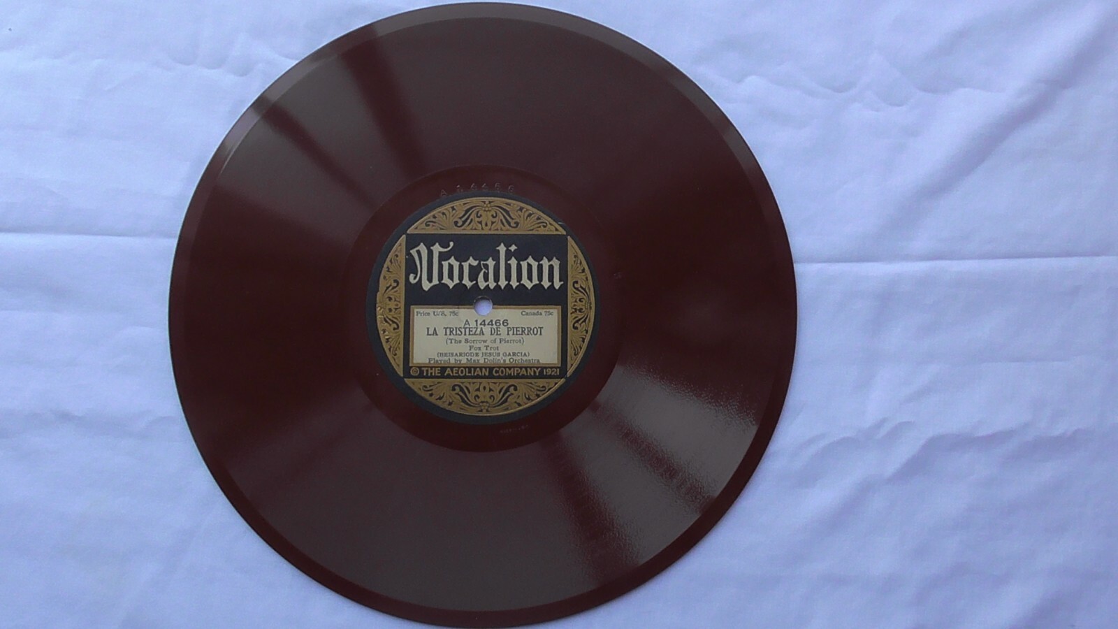 Max Dolin 78rpm Single 10-inch Vocalion Records #14466 La Tristeza De ...