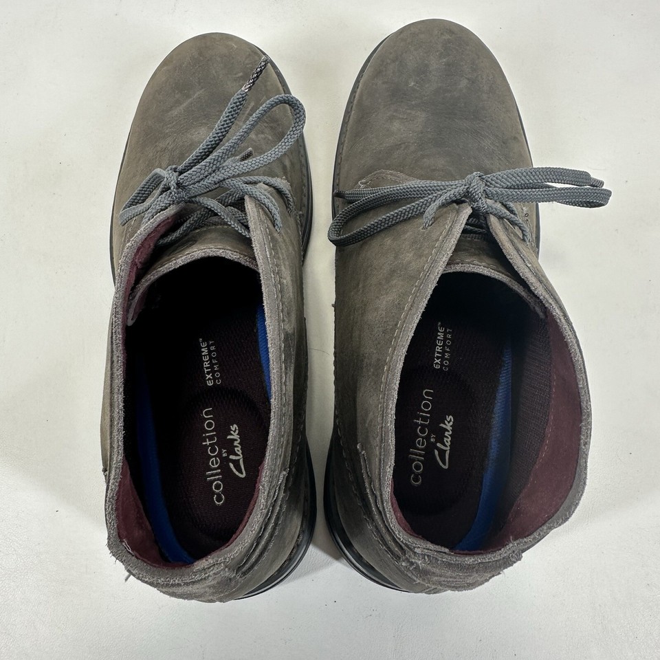 Clarks Chukka Boots Shoes Waterproof Men's Size 9 Gray Leather Lace Up ...