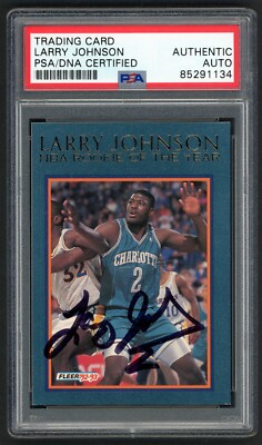 LARRY JOHNSON 1992-93 FLEER #7 AUTOGRAPH "FLEER STAMPED" AUTOGRAPH CARD ...