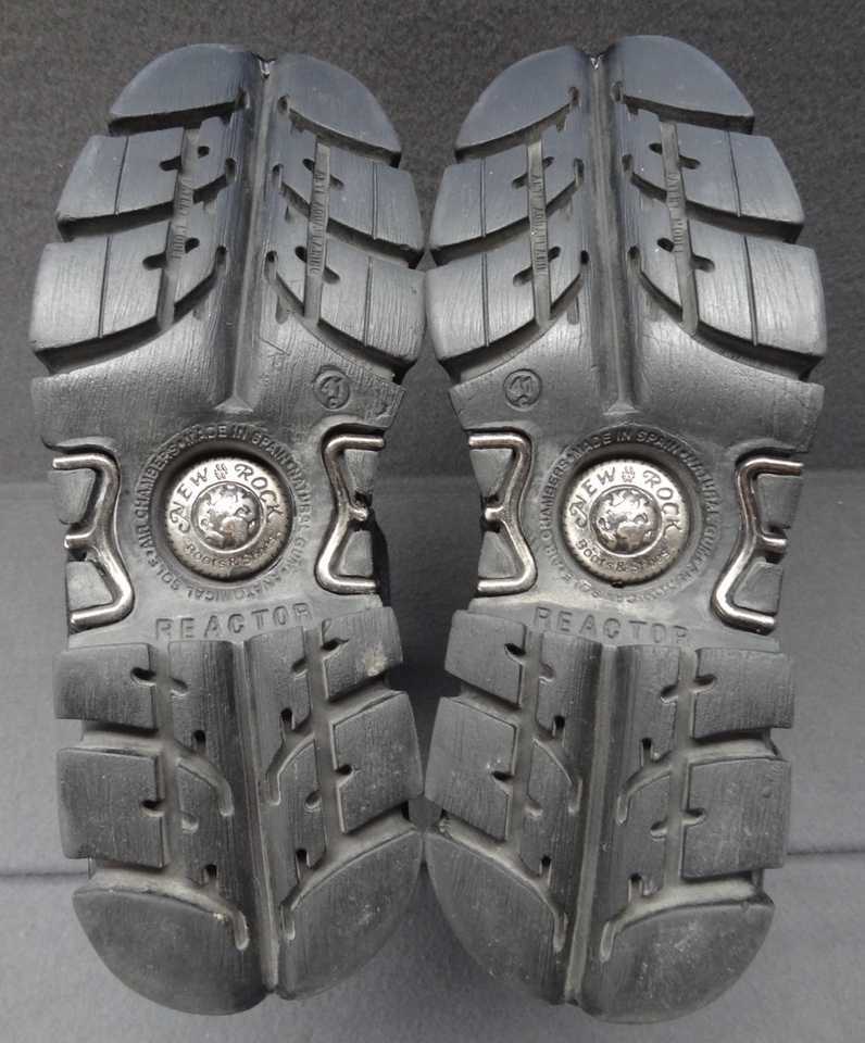 New Rock 41 Reactor Flame Leather Buckle Rocker Boots Combat Goth Rave ...