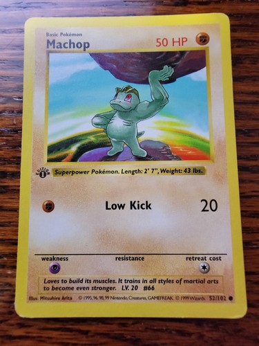 Machop 1st Edition Shadowless 1999 Pokemon Card Base Set 52/102 LP | eBay