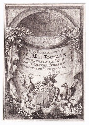 Exlibris Joubert Bibliophile Languedoc Montpellier blason bookplate ...
