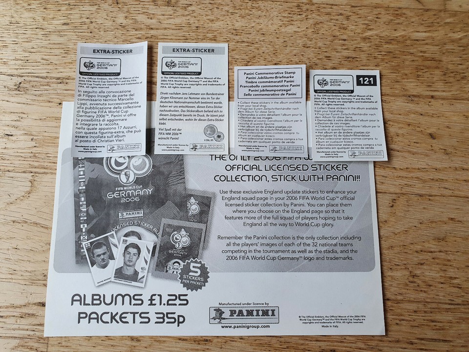 Panini World Cup 2006, Update Sticker Set England + Stamp + Lehmann ...