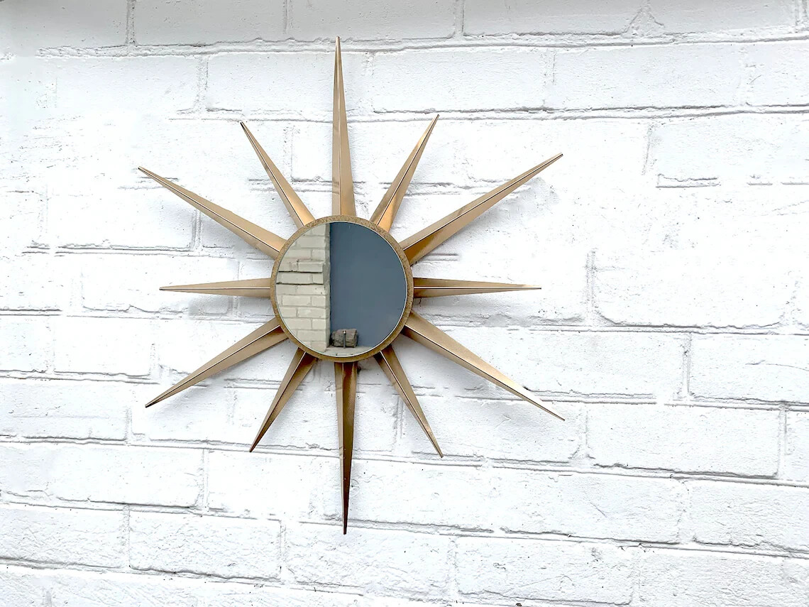 30"Gold Glamour Large Sun Ray Mirror Star Flare Wall Mirror Vintage ...