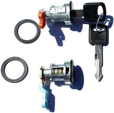 Ford Replacement Pair BLACK Door Key Lock Cylinder Set W/2 Ford OEM ...