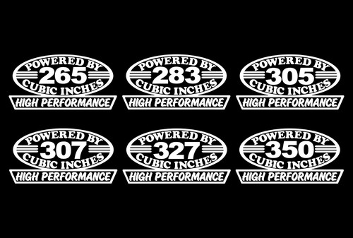 2 HIGH PERFORMANCE V8 ENGINE DECALS SBC 265-283-305-307-327-350 CID ...