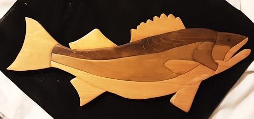 Vintage Hand crafted Intarsia Wood Fish Wall Decor---Large Mouth Bass ...