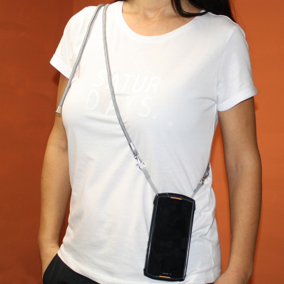 Case with phone chain for Doro 1370 shoulder bag bag band cord gray ...