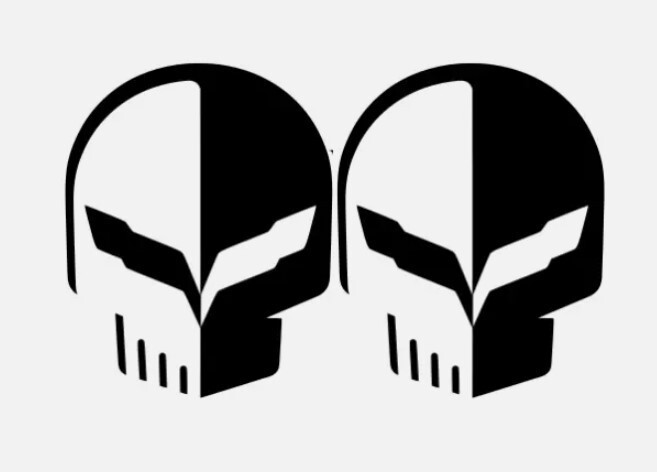 2 Corvette Flag Racing Stingray Jake Skull Punisher Vinyl Decal Car ...