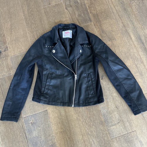 Justice Girls Size 10 Black Faux Leather Biker Motorcycle Jacket | eBay