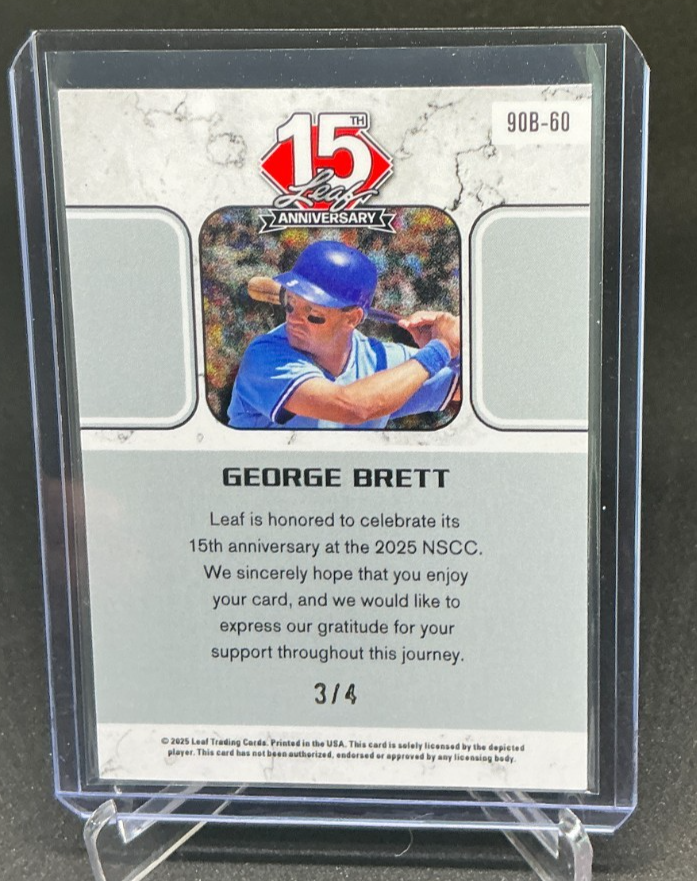 2025 Leaf NSCC 15th Anniversary 1990 GEORGE BRETT Orange Shimmer #3/4 | eBay