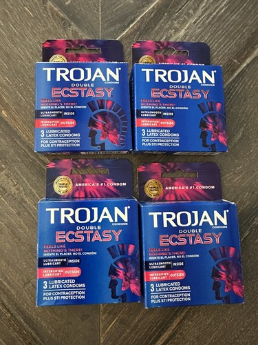12 Ct, Trojan Latex Condoms Double Ecstasy Ultra Smooth Lubricant, 3 ...