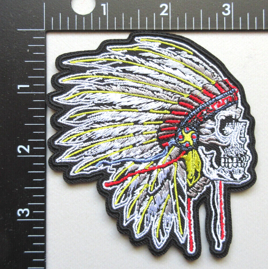 🔥SKULL NATIVE AMERICAN INDIAN CHIEF HAT VEST CLOTHING EMBROIDERED IRON ...