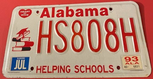 1993 Alabama Helping Schools Specialty License Plate HS808H | eBay