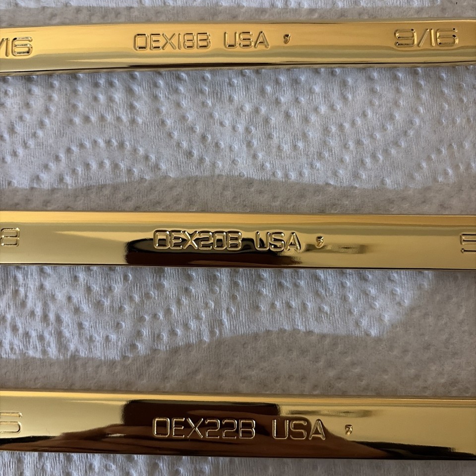 Never Used Set Of 3 Snap On Tools Gold Plated Wrenches 9/16” 5/8” 11/16 ...